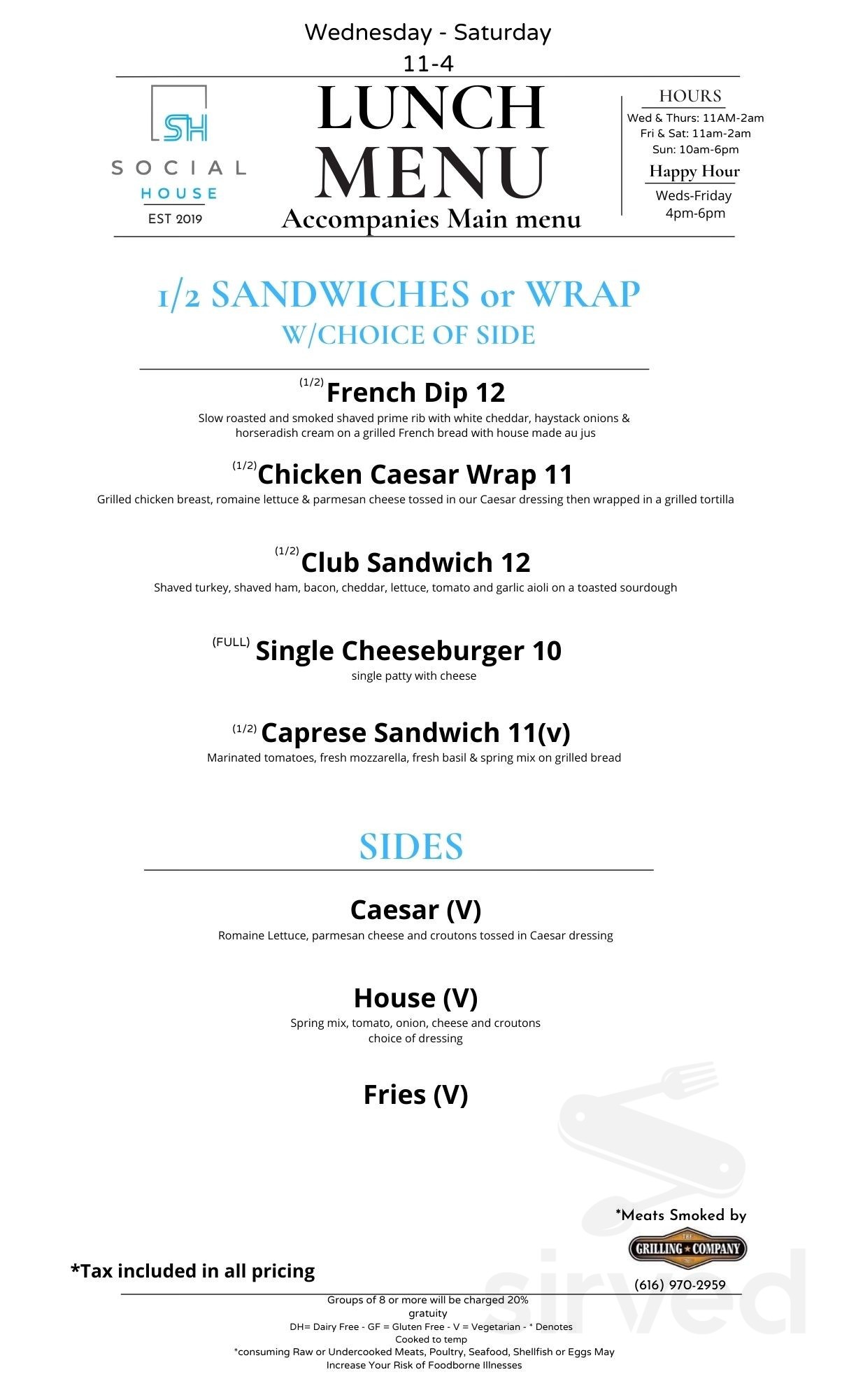 Social House Kitchen and Bar menu in Grand Rapids, Michigan, USA