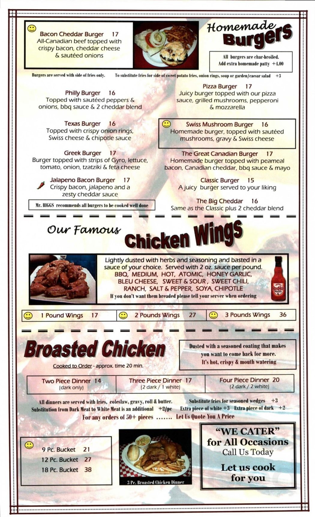 Biggs menus in Belle River, Ontario, Canada