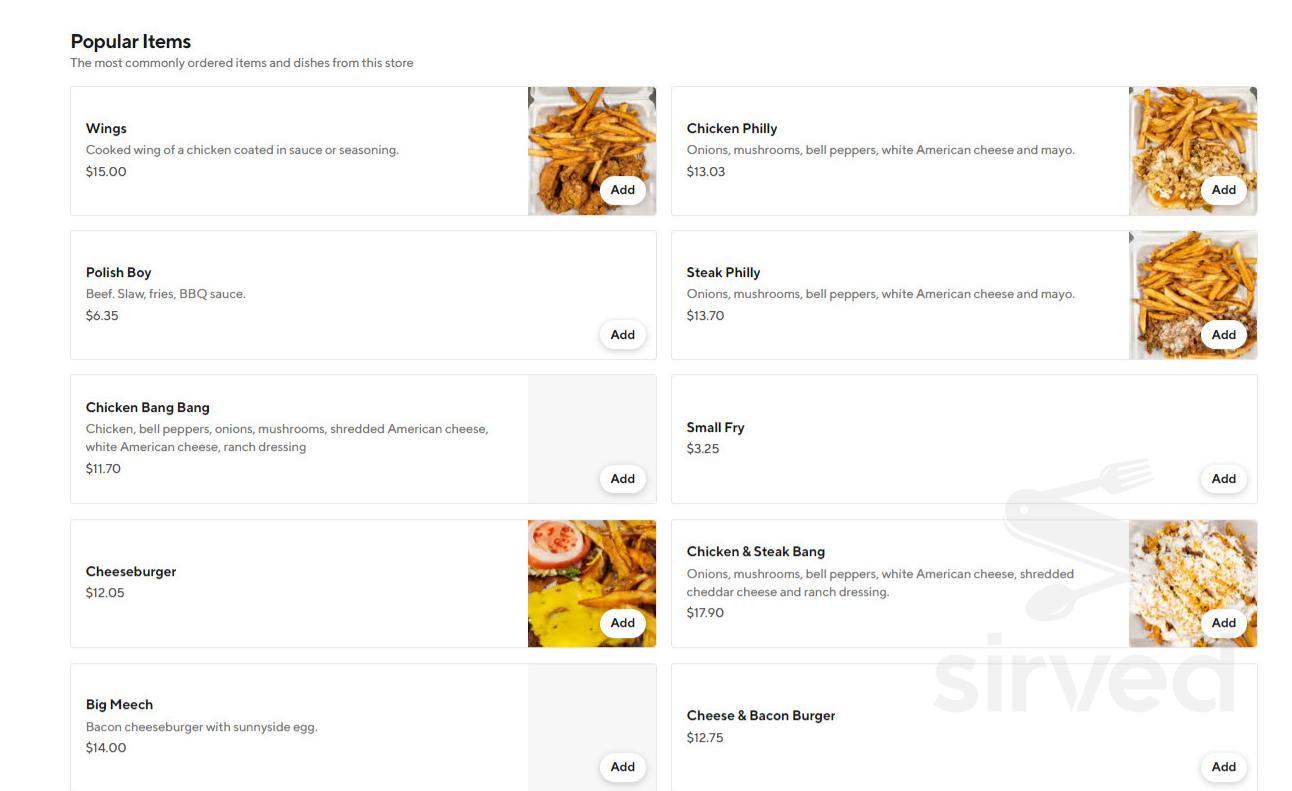 Menu for Baby D’s Chicken Shack in Euclid, OH | Sirved