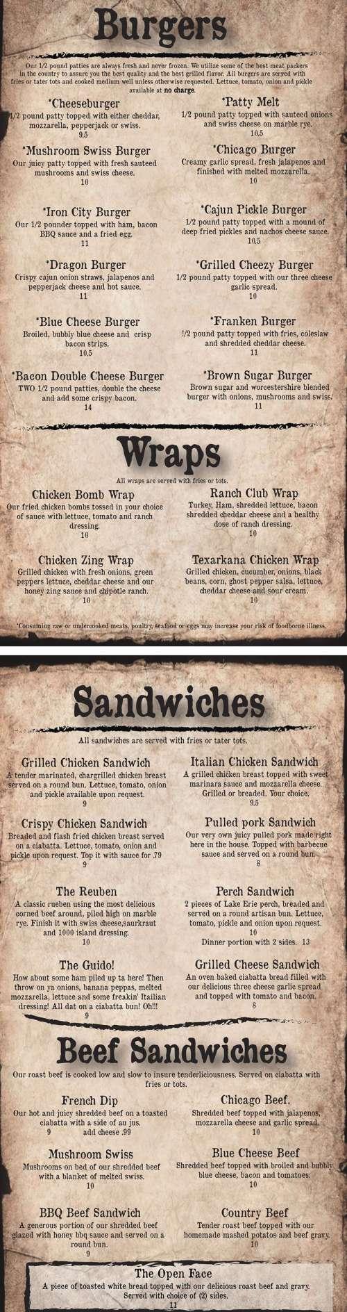 Luckie's Barn & Grill menu in Oregon, Ohio, USA