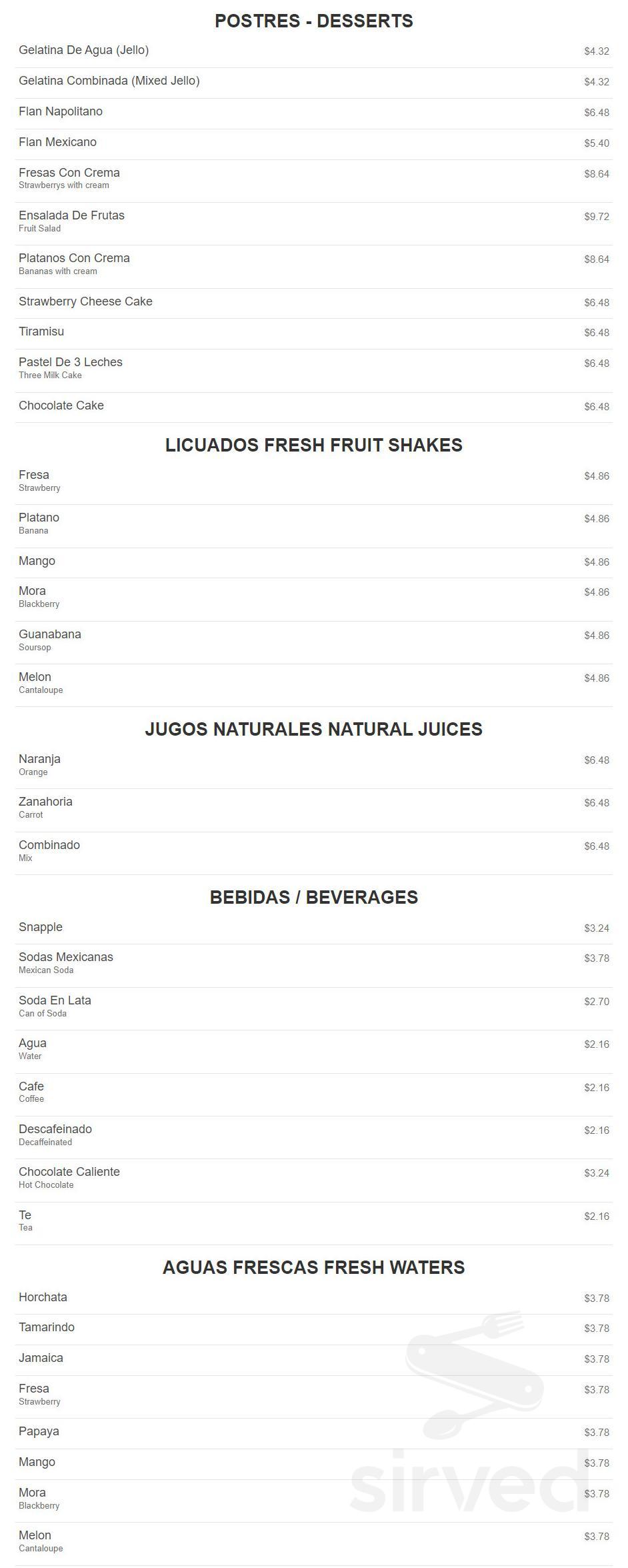 Los Tres Potrillos menu in Queens, New York, USA