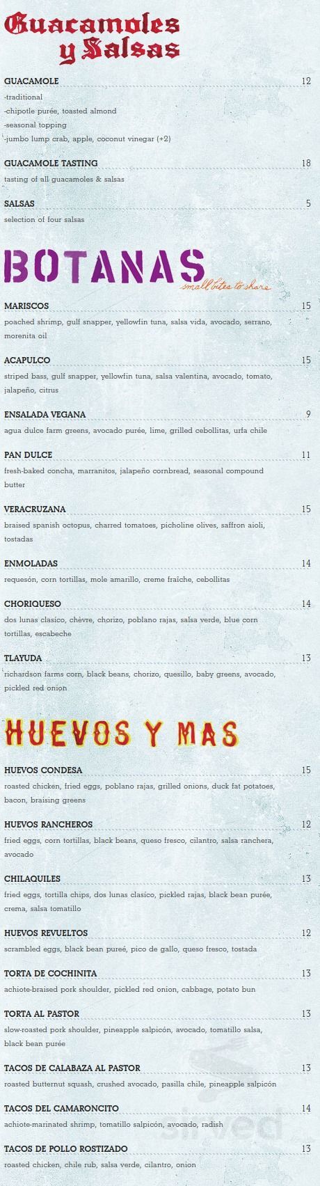 La Condesa menus in Austin, Texas, United States