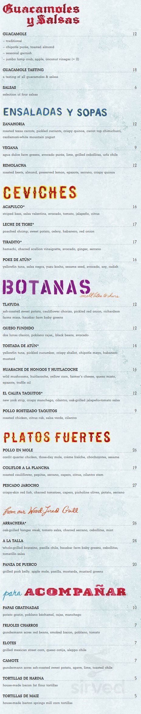 La Condesa menus in Midland, Texas, United States