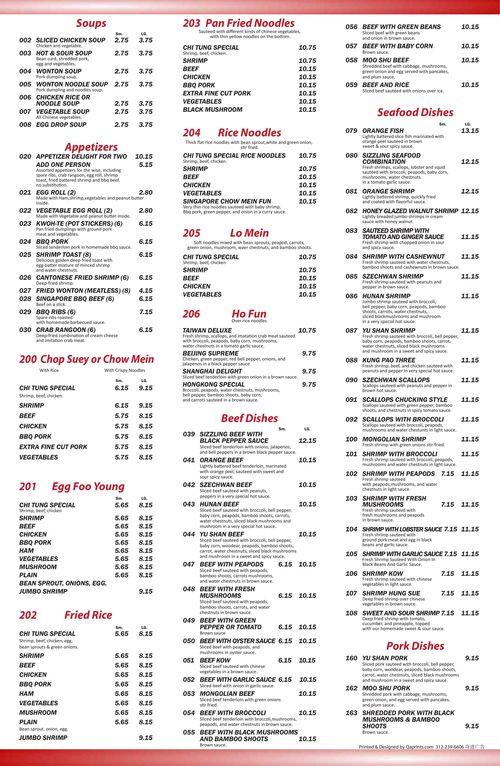 Chi Tung Restaurant menu in Evergreen Park, Illinois, USA