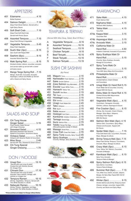 Chi Tung Restaurant menu in Evergreen Park, Illinois, USA