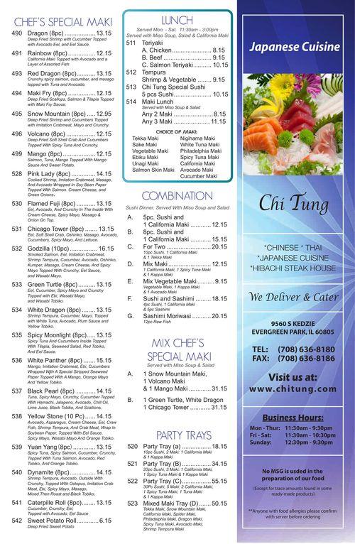 Chi Tung Restaurant menu in Evergreen Park, Illinois, USA