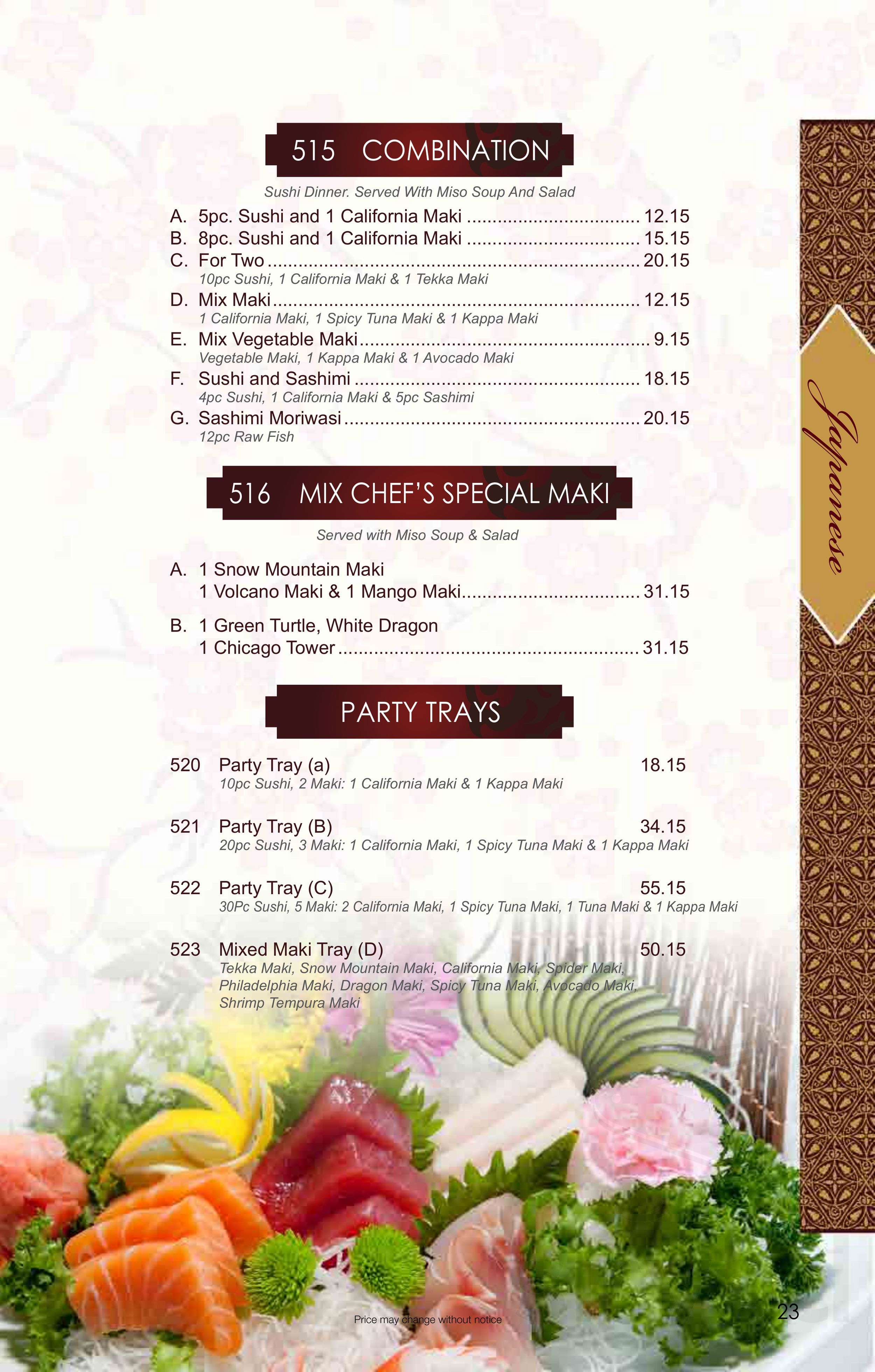 Menu for Chi Tung Restaurant in Evergreen Park, Illinois, United States