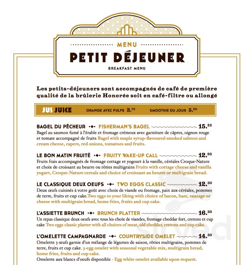 1640 Bistro menu in Québec, Quebec, Canada