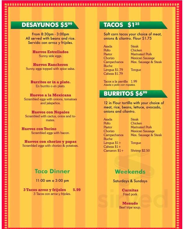 La Posada menu in Detroit, Michigan, USA