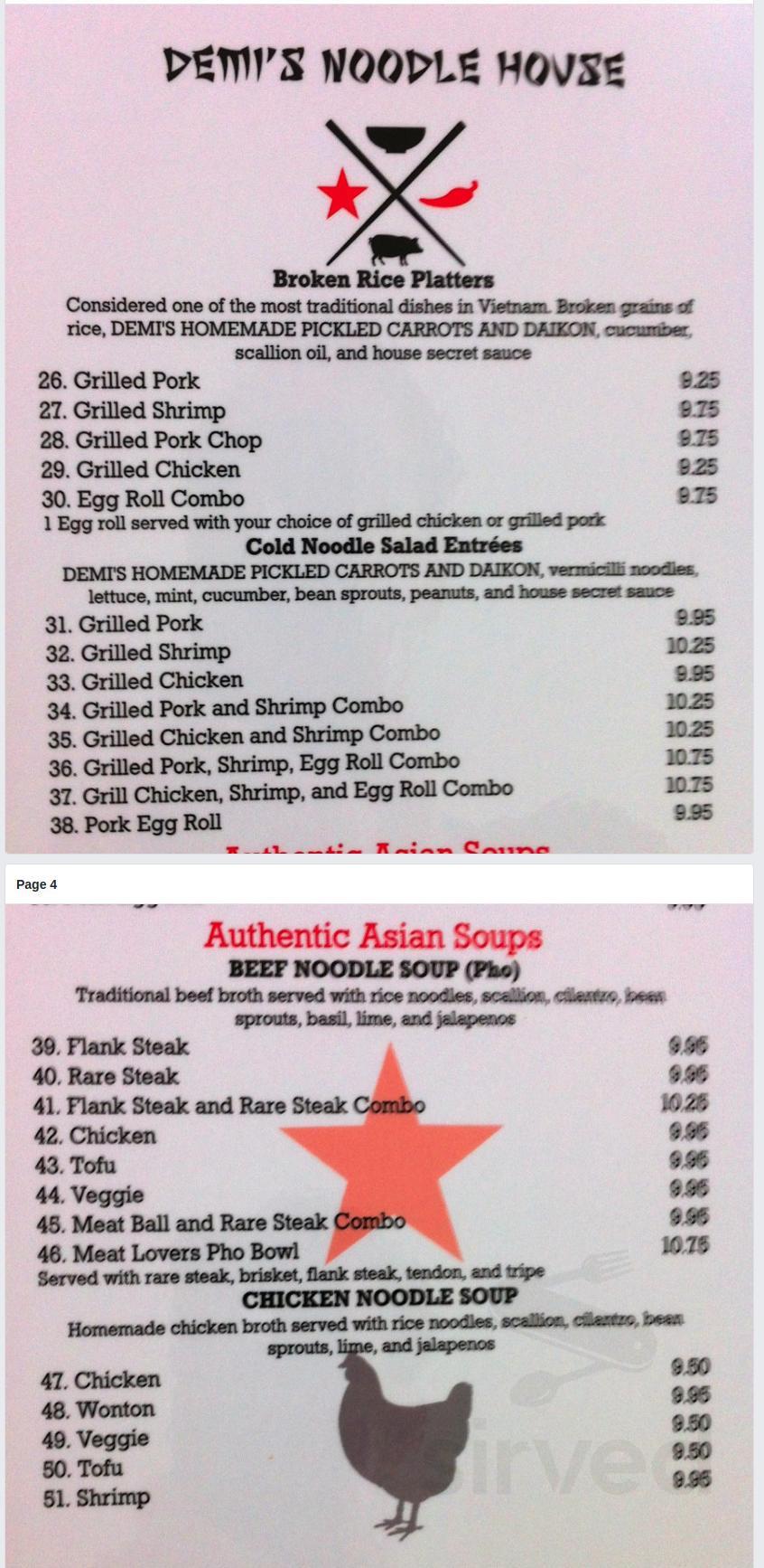 Demi's NOODLE HOUSE menus in Palmetto, Florida, United States