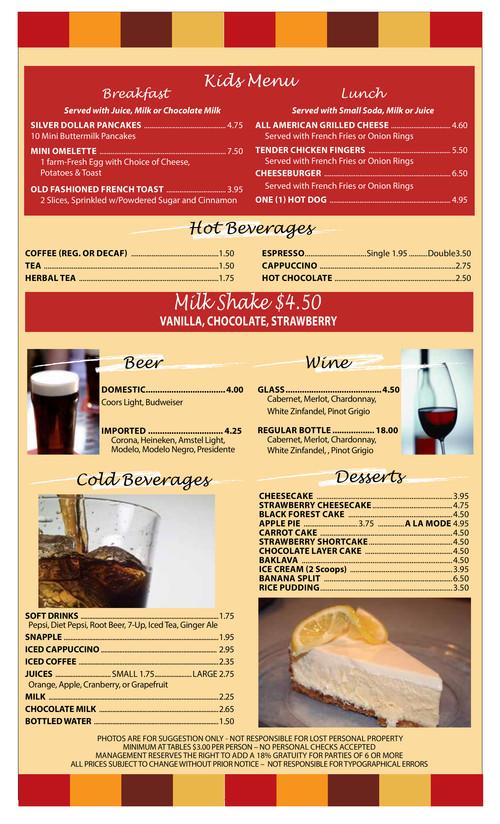 Wahi Diner menu in New York, New York, USA