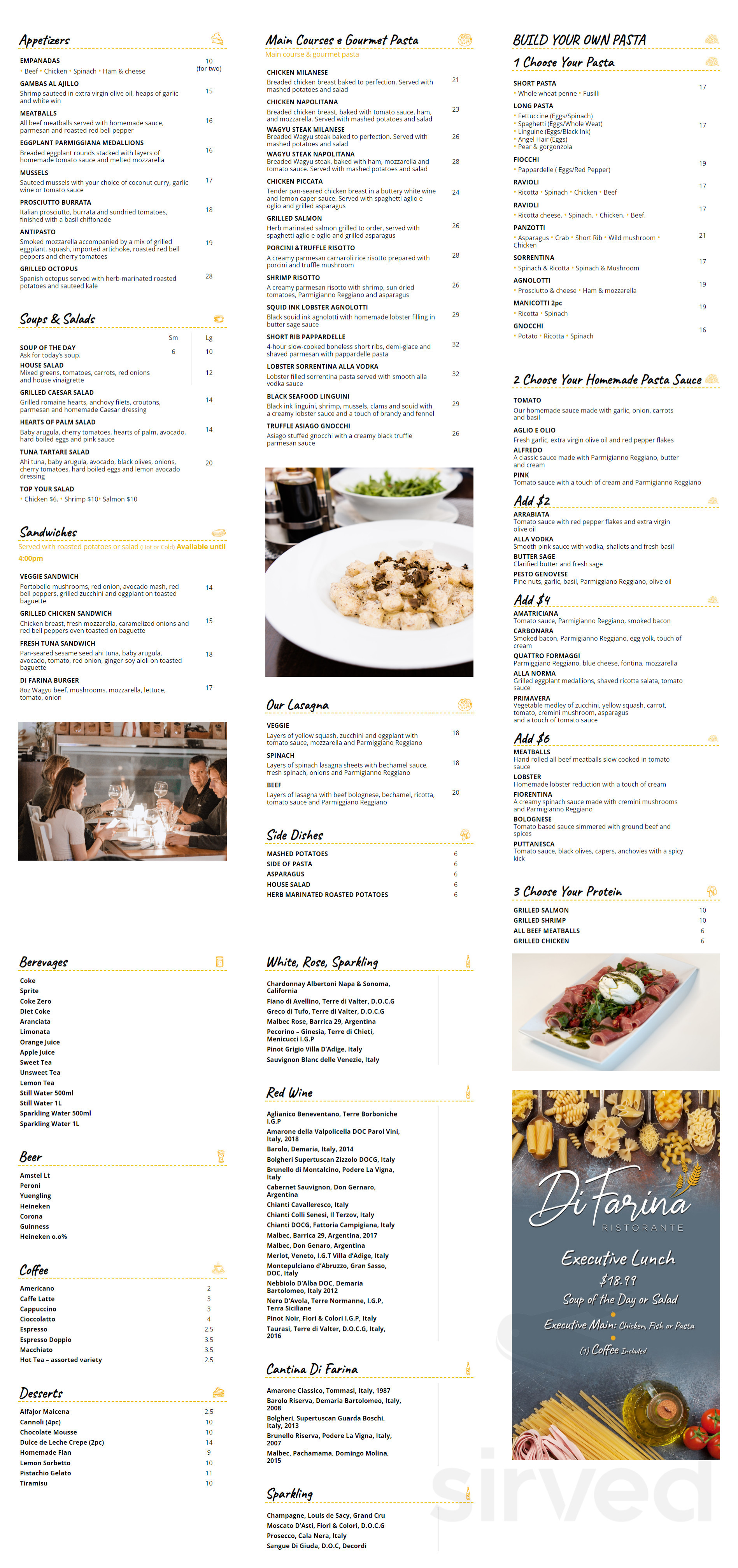 Di Farina Restaurant menu in Pompano Beach, Florida, USA