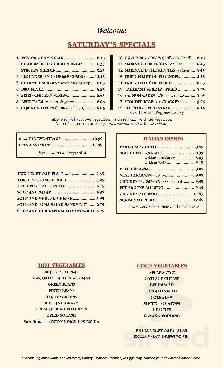 Sunrise Restaurant menus in Charlotte, North Carolina, United States