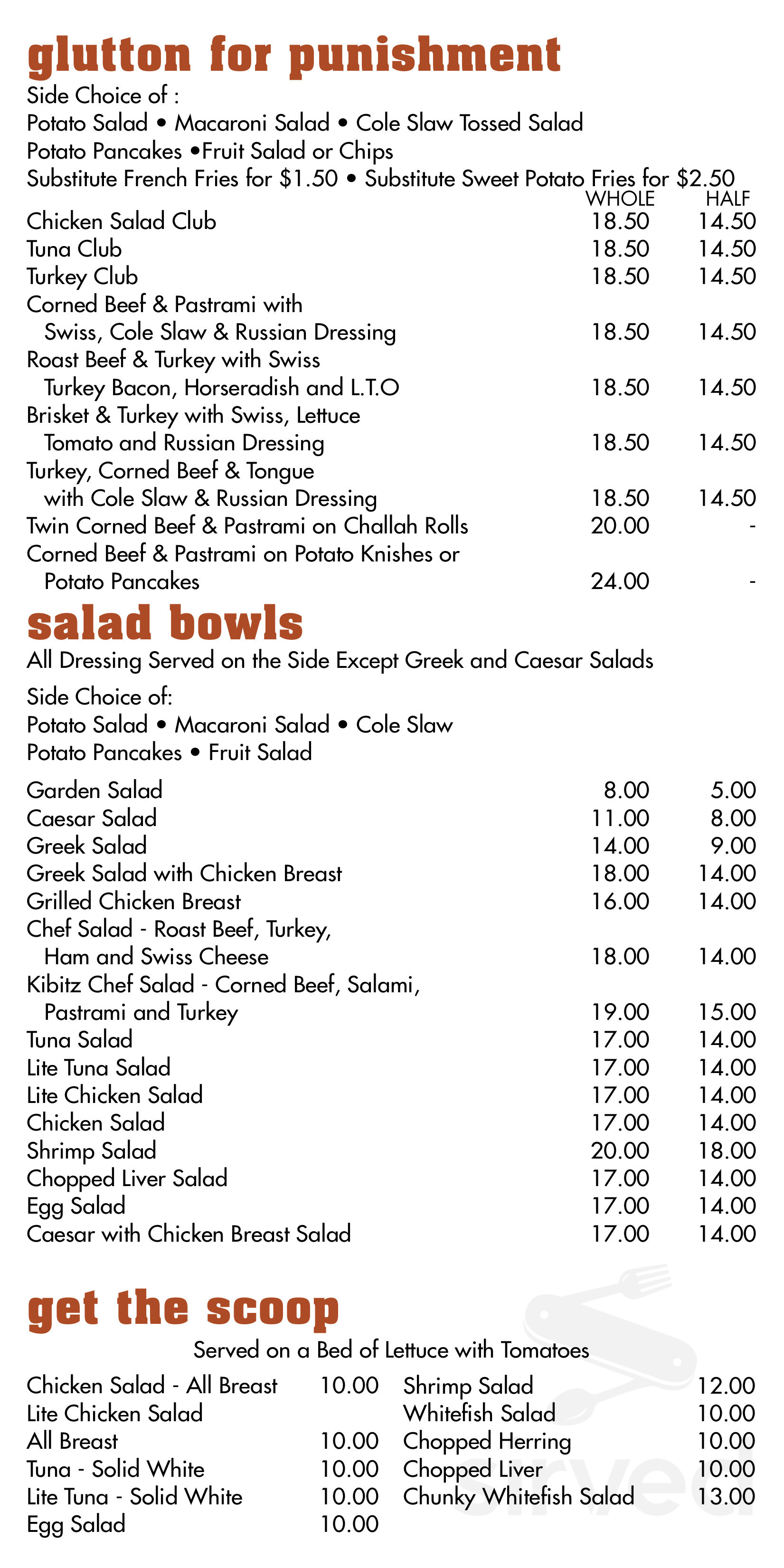 The Kibitz Room menus in Cherry Hill, New Jersey, United States