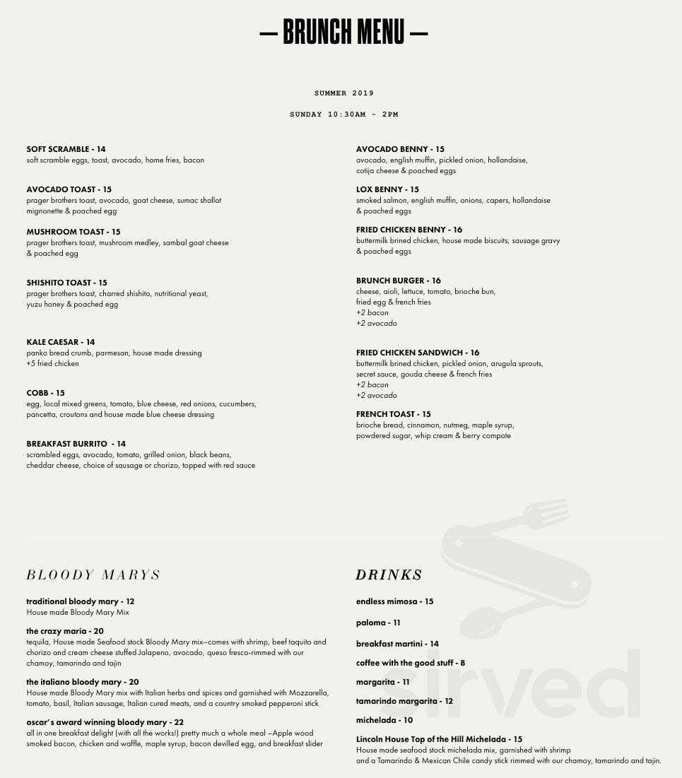 Lincoln House menu in Covina, California, USA