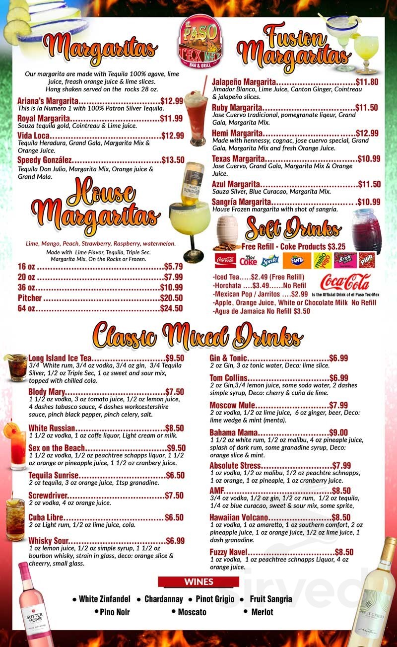 El Paso Tex Mex Bar and Grill menus in Fairfield, Iowa, United States
