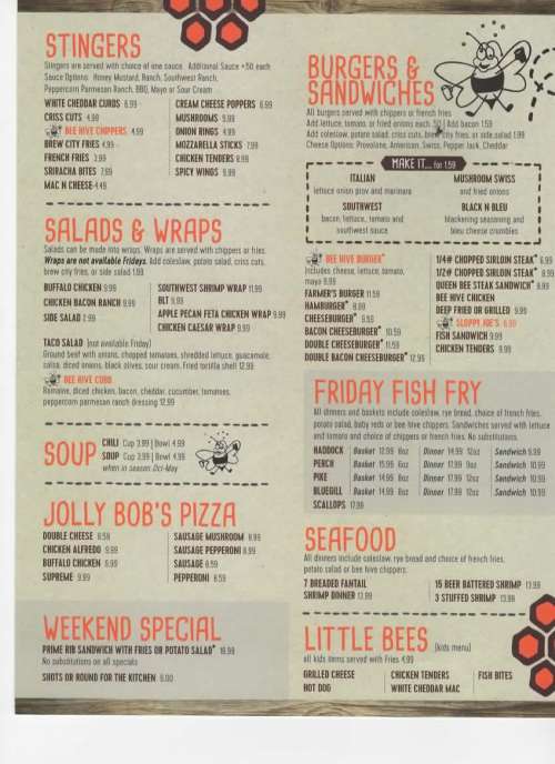 Bee Hive Barn & Grill menu in Neenah, Wisconsin, USA