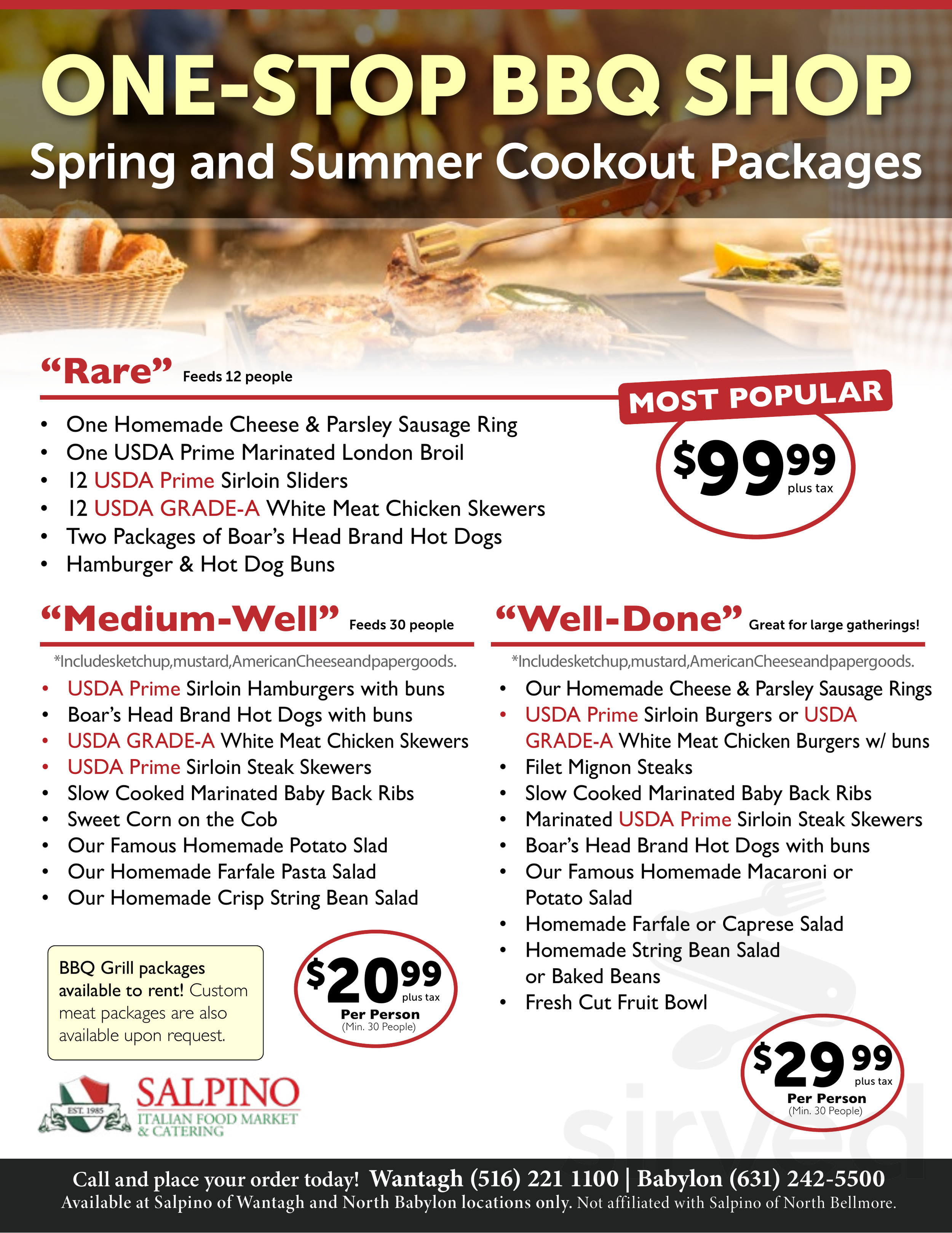 Menu for The Original Salpino’s of Wantagh in Wantagh, NY | Sirved
