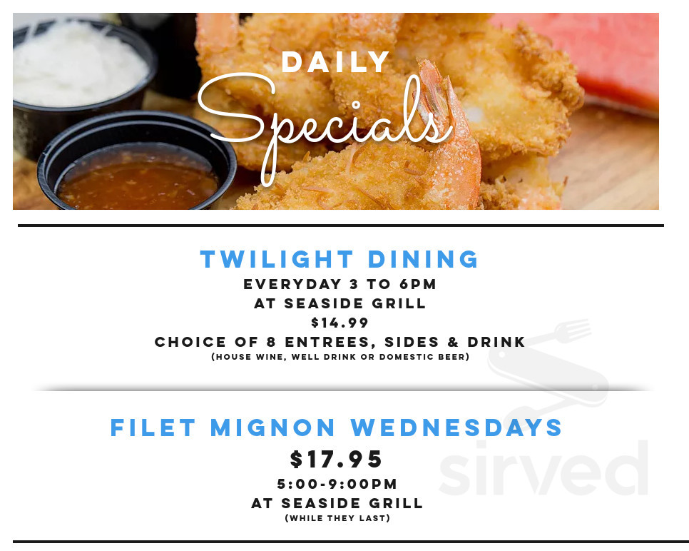 Seaside Grill menu in Pompano Beach, Florida, USA