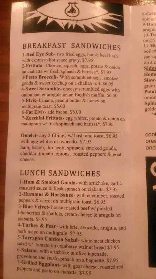 Red Eye Cafe menu in Montclair, New Jersey, USA