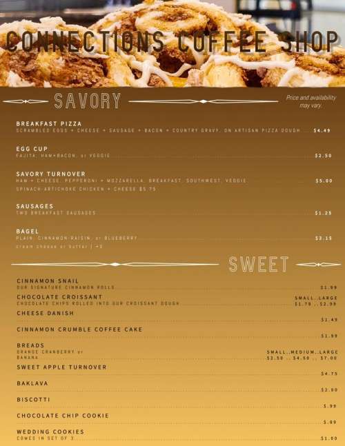 Connections Coffee Shop menu in Crosby, Texas, USA