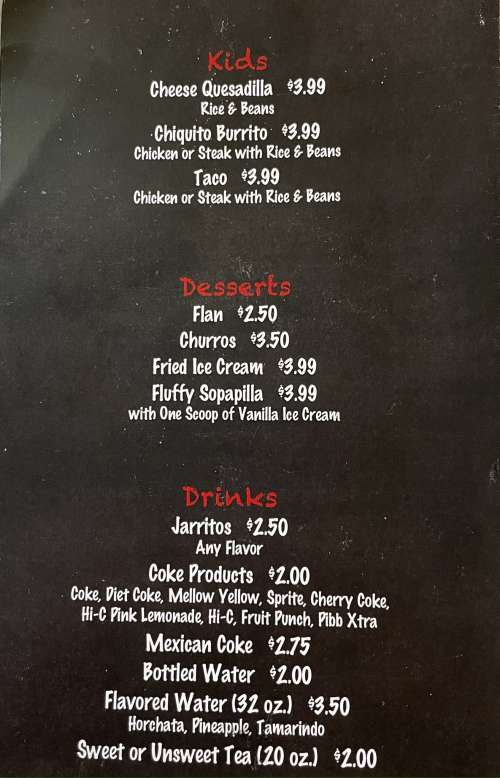 Lugo's Taco Street menu in Bad Axe, Michigan, USA