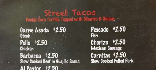 Menu for Lugo’s Taco Street in Bad Axe, MI | Sirved