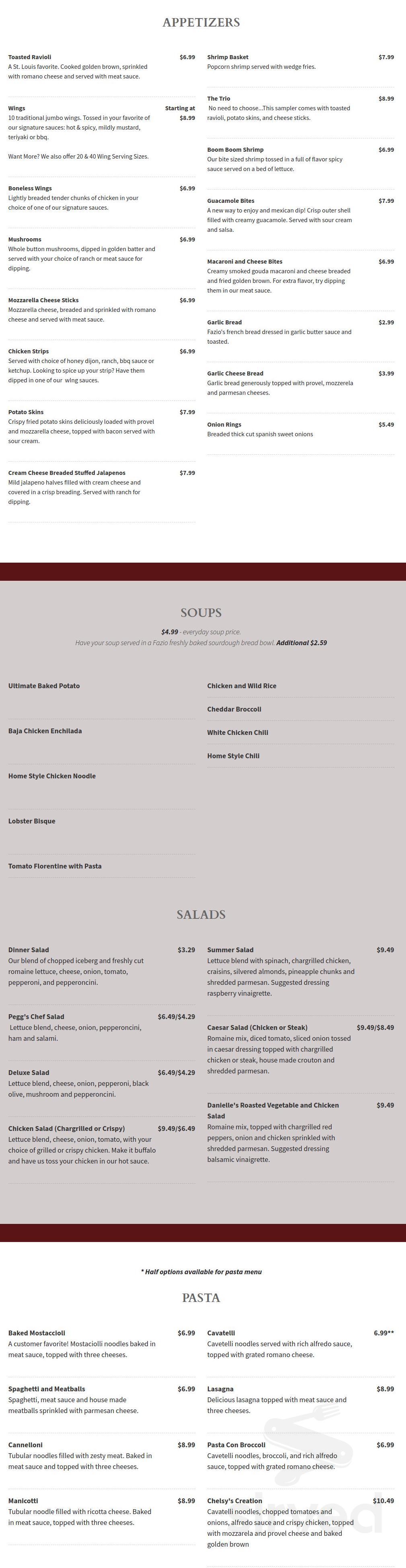 Peggs Restaurant On the Boulevard menu in High Ridge, Missouri, USA