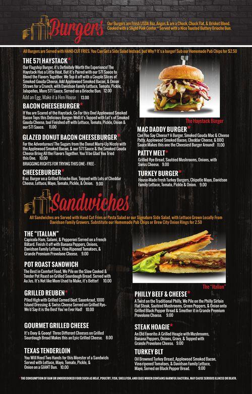 571 Grill & Draft House menu in New Carlisle, Ohio, USA