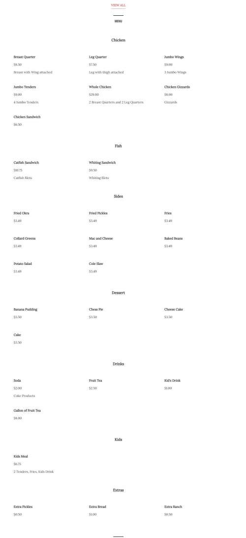 Mack's Hot Chicken menu in Smyrna, Tennessee, USA