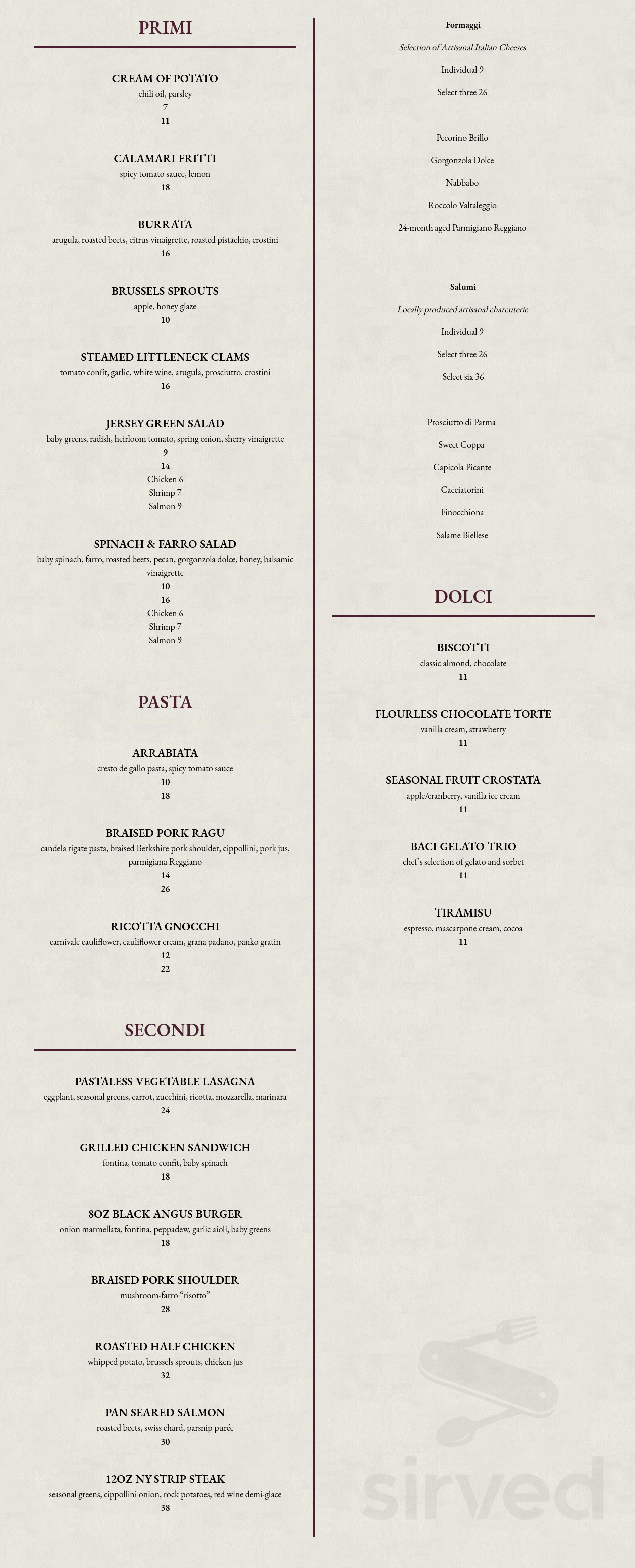 Eno Terra Restaurant & Enoteca menu in Kingston, New Jersey, USA