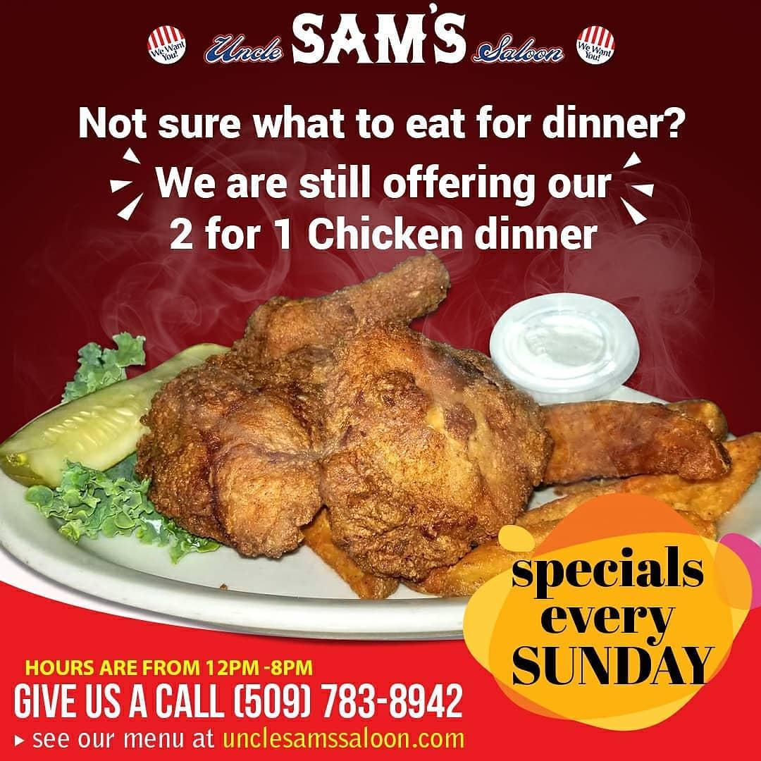 Uncle Sam's Saloon menu in Kennewick, Washington, USA