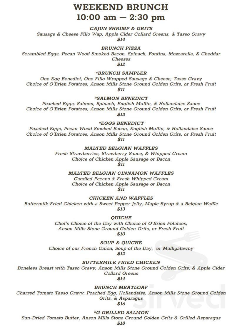 Trio menu in Charlotte, North Carolina, USA