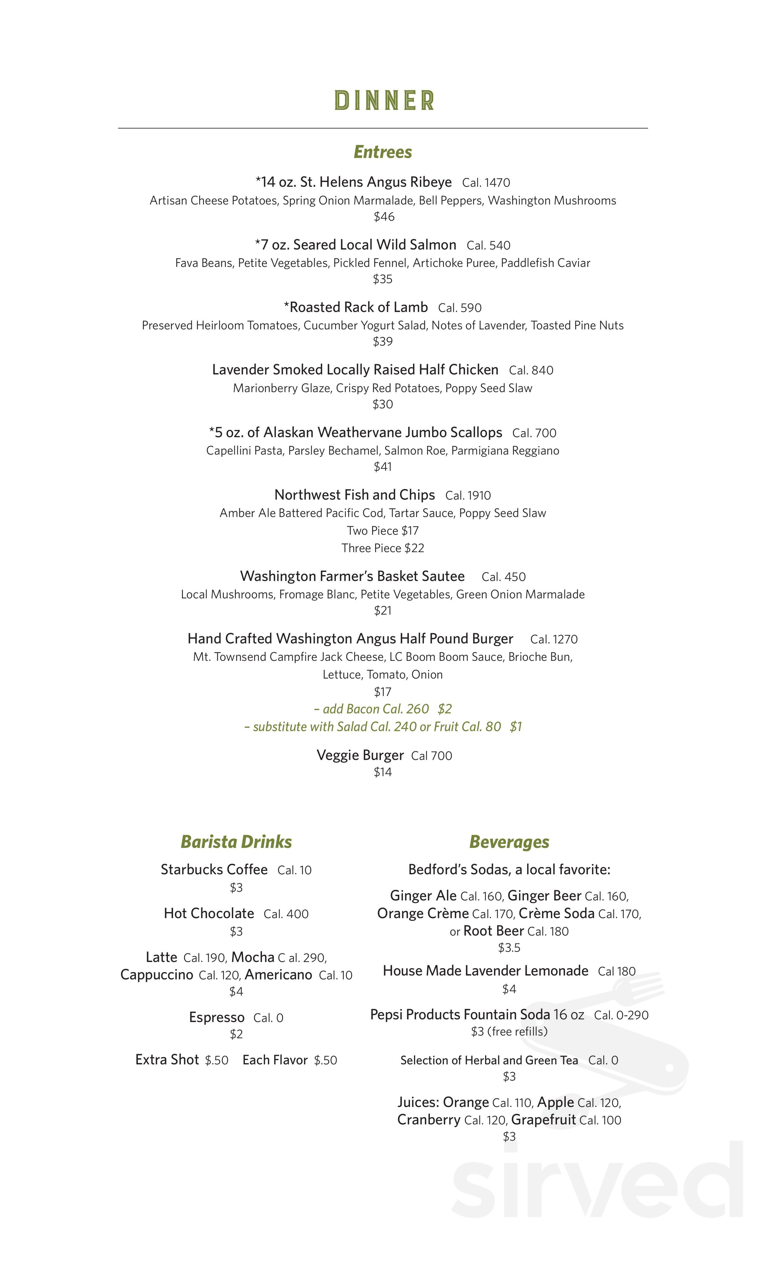 Lake Crescent Lodge Dining Room menus in Port Angeles, Washington ...