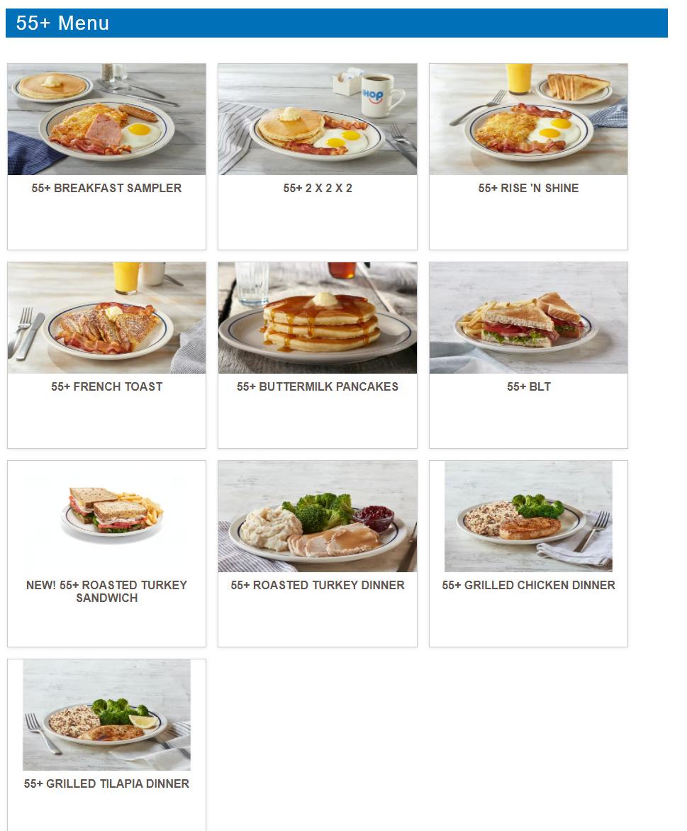 IHOP menu in Spring Branch, Texas, USA