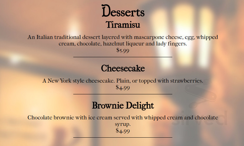 The Brooklyn Grill menu in Oshkosh, Wisconsin, USA