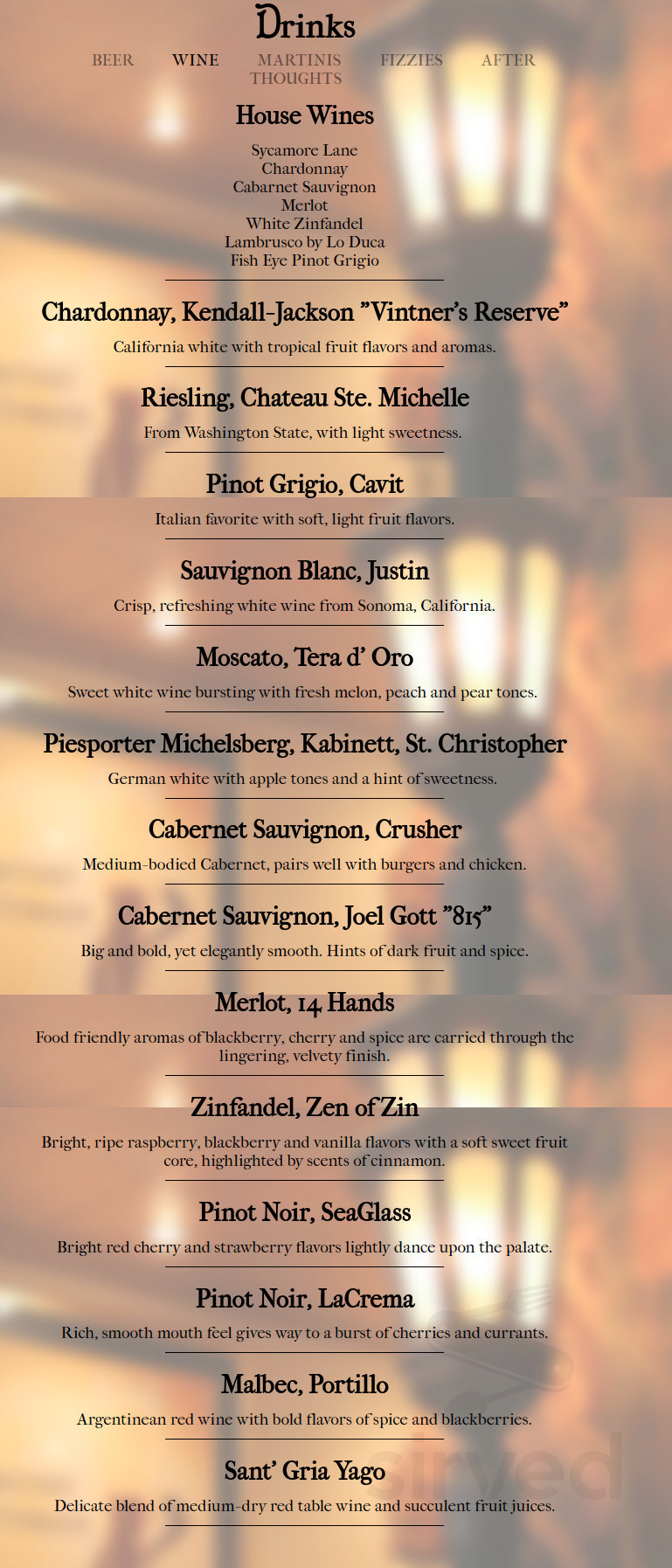 Menu - Oshkosh WI's The Brooklyn Grill | Sirved