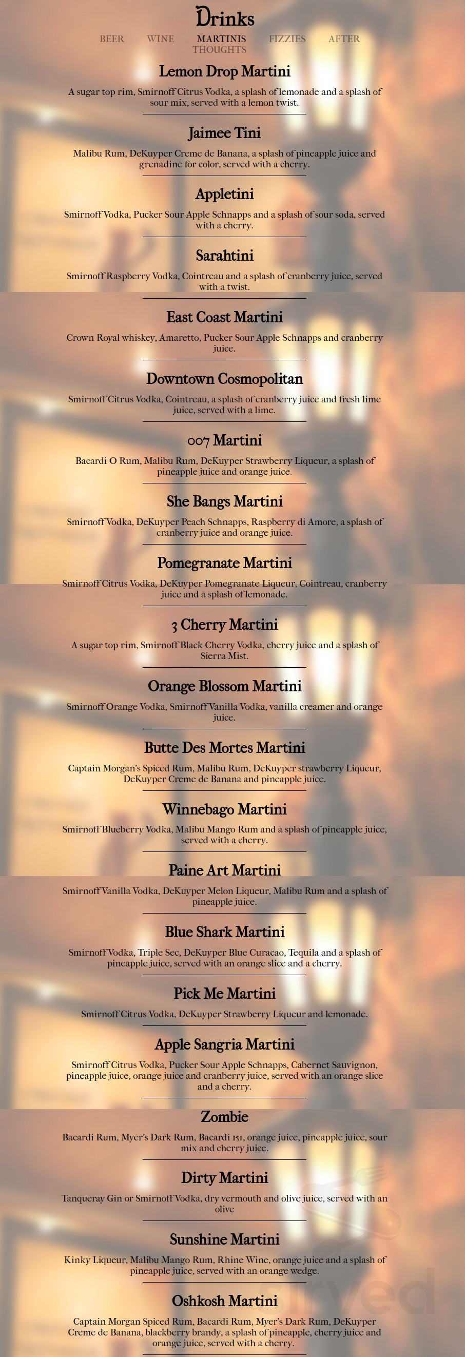 Menu - Oshkosh WI's The Brooklyn Grill | Sirved