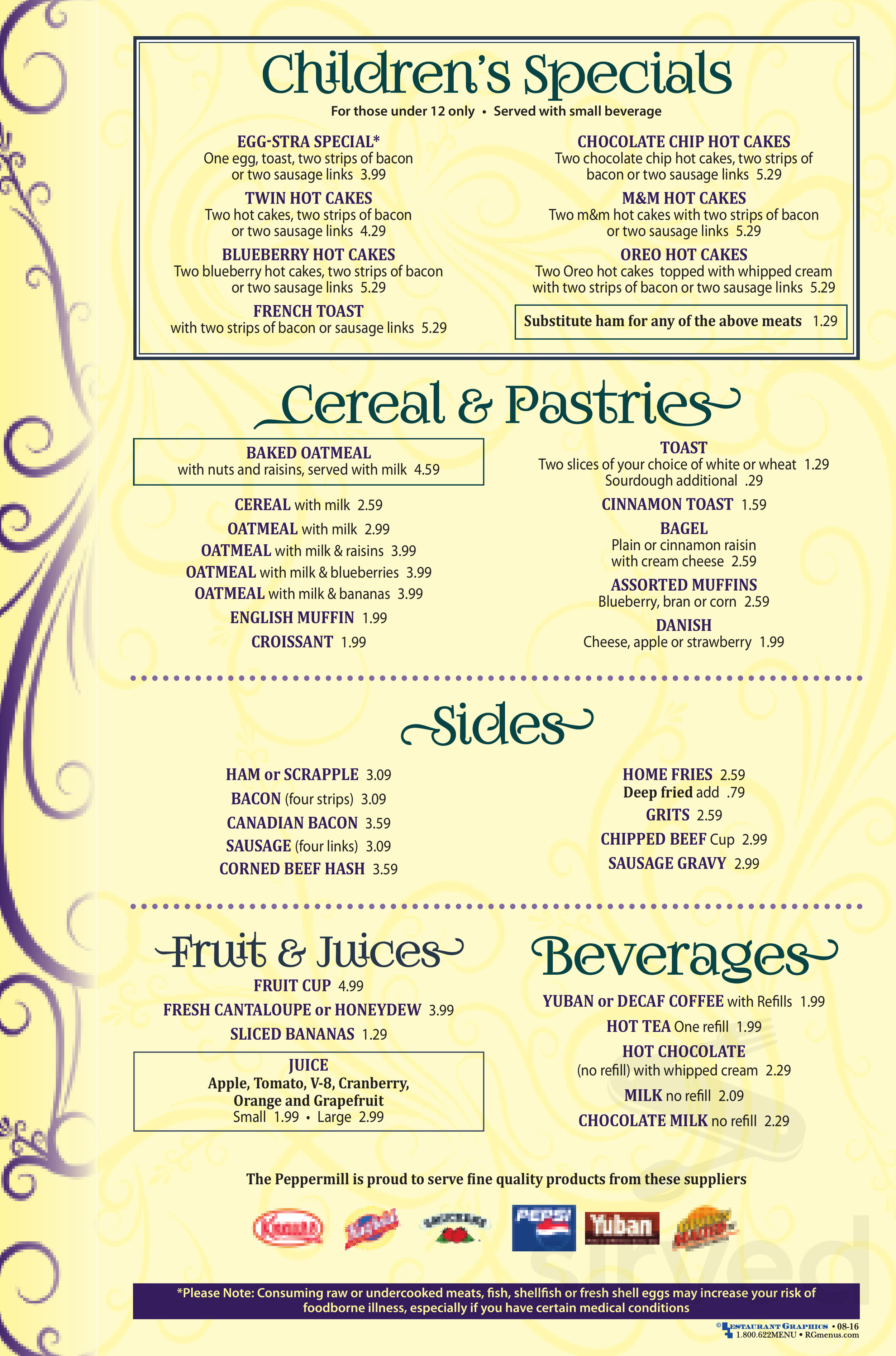 Peppermill Family Restaurant menu in Mechanicsburg, Pennsylvania, USA