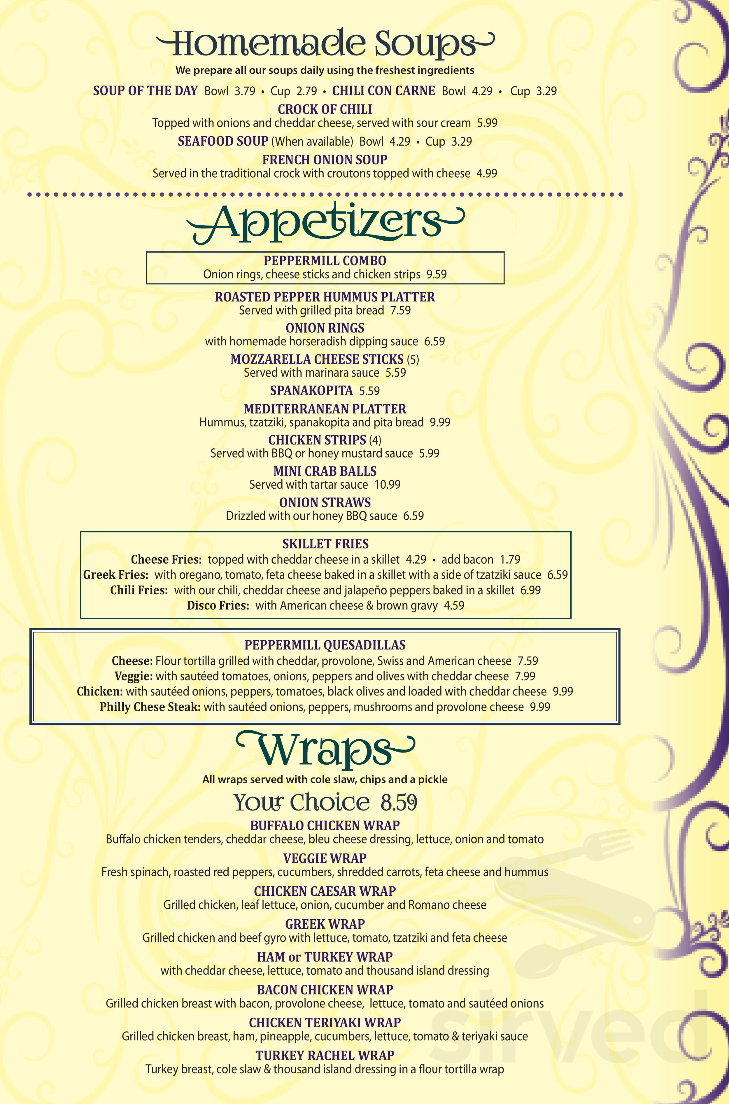 Peppermill Family Restaurant menu in Mechanicsburg, Pennsylvania, USA