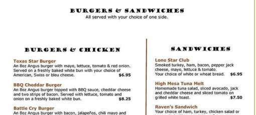Menu for Raven's Grille in Euless, TX | Sirved