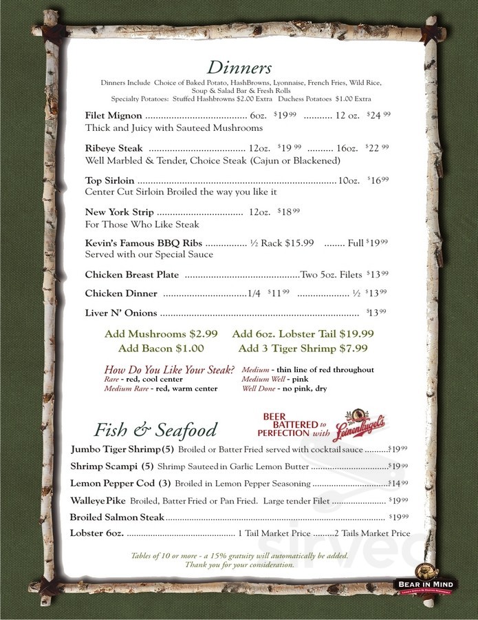 Foster's Riverview Inn menus in Cornell, Wisconsin, United States