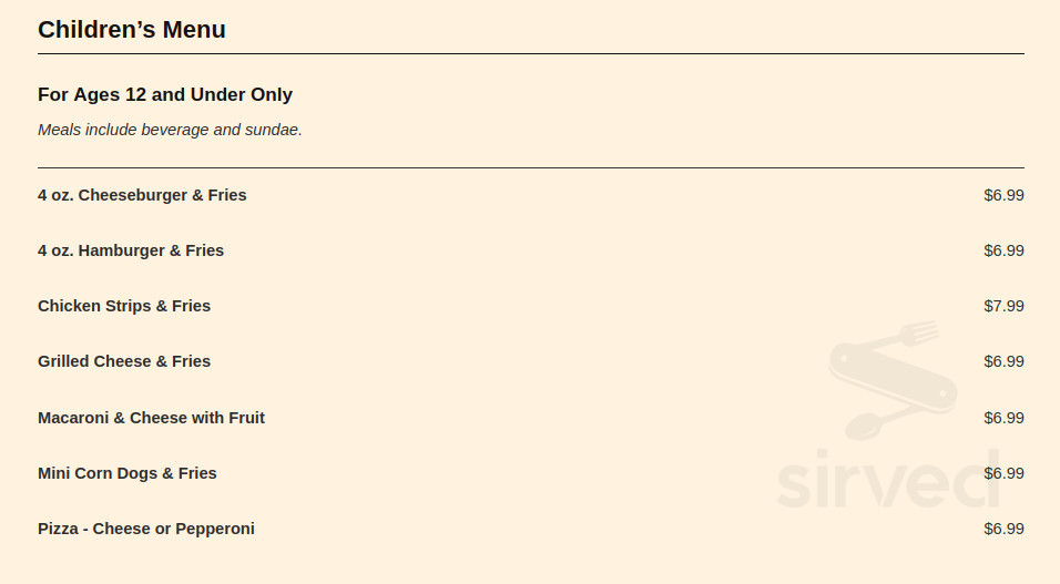 The Hubbell House menu in Mantorville, Minnesota, USA