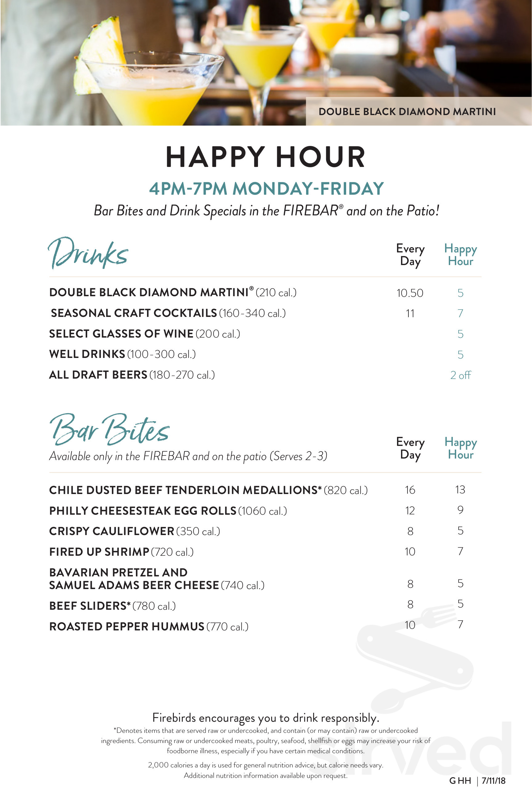 Menu for Firebirds Wood Fired Grill in Wichita, KS | Sirved