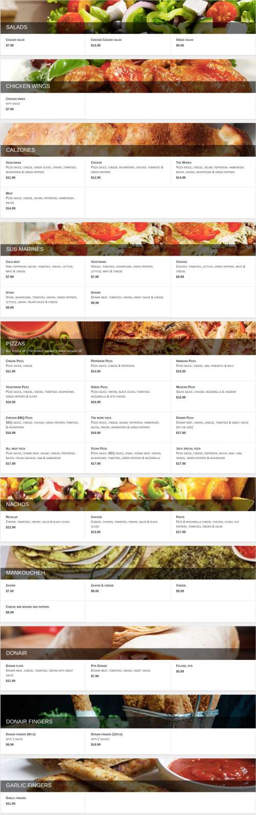 Jack's Pizza & Donair menu in Clarenville, Newfoundland and Labrador ...