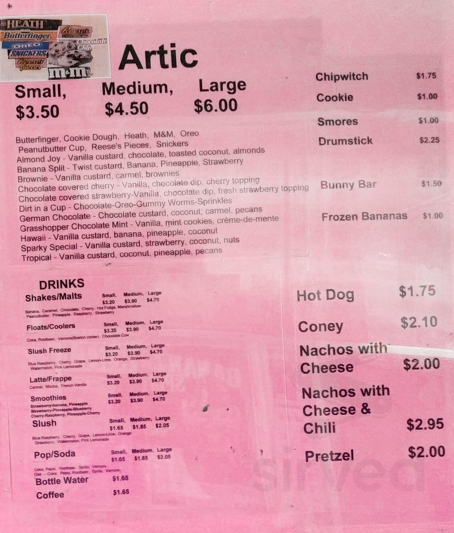 Bunny's Frozen Custard menu in Lexington, Michigan, USA