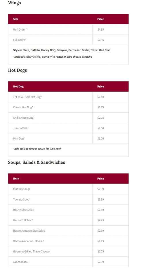 Tigerville Grille menu in Campbellsville, Kentucky, USA