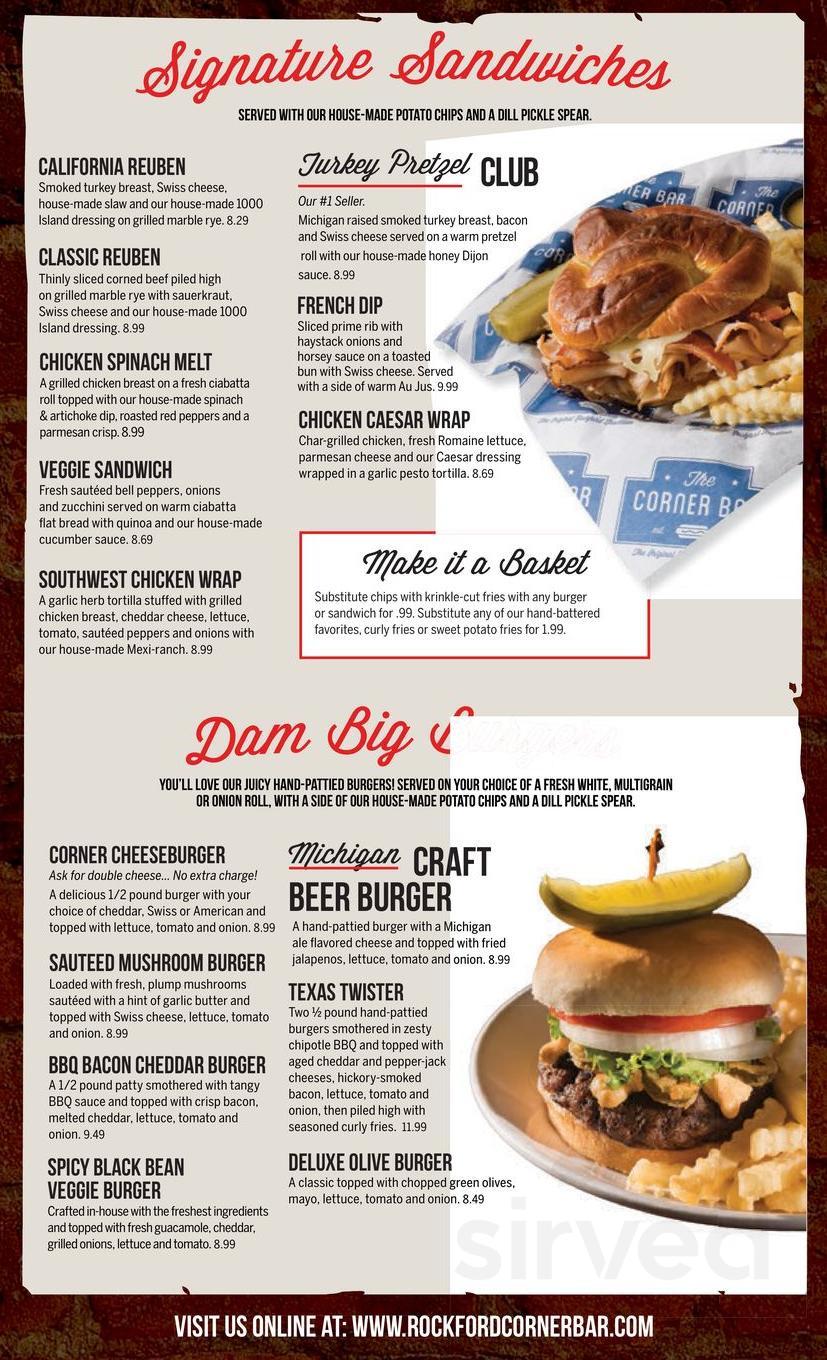 Rockford Corner Bar menu in Rockford, Michigan, USA