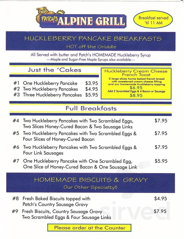 Big Sky Sasquatch menu in Arlee, Montana, USA