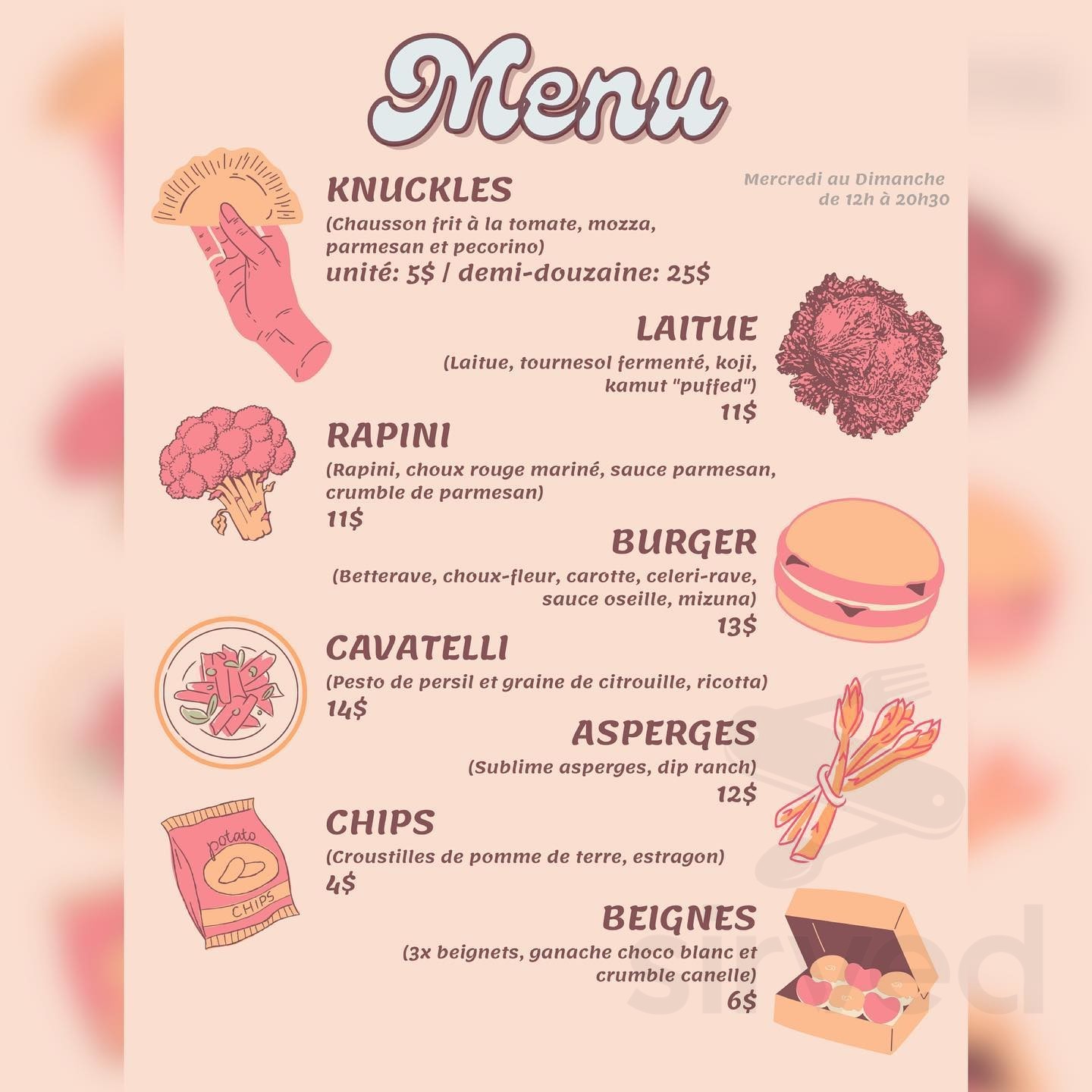 Knuckles Cantine & Vins menus in Montréal, Quebec, Canada